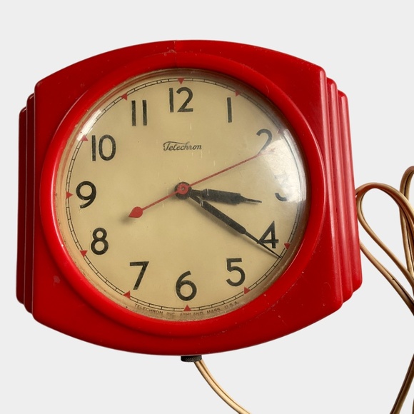 Telechron Inc | Wall Decor | Rare Vintage Red Telechron Electric Clock ...